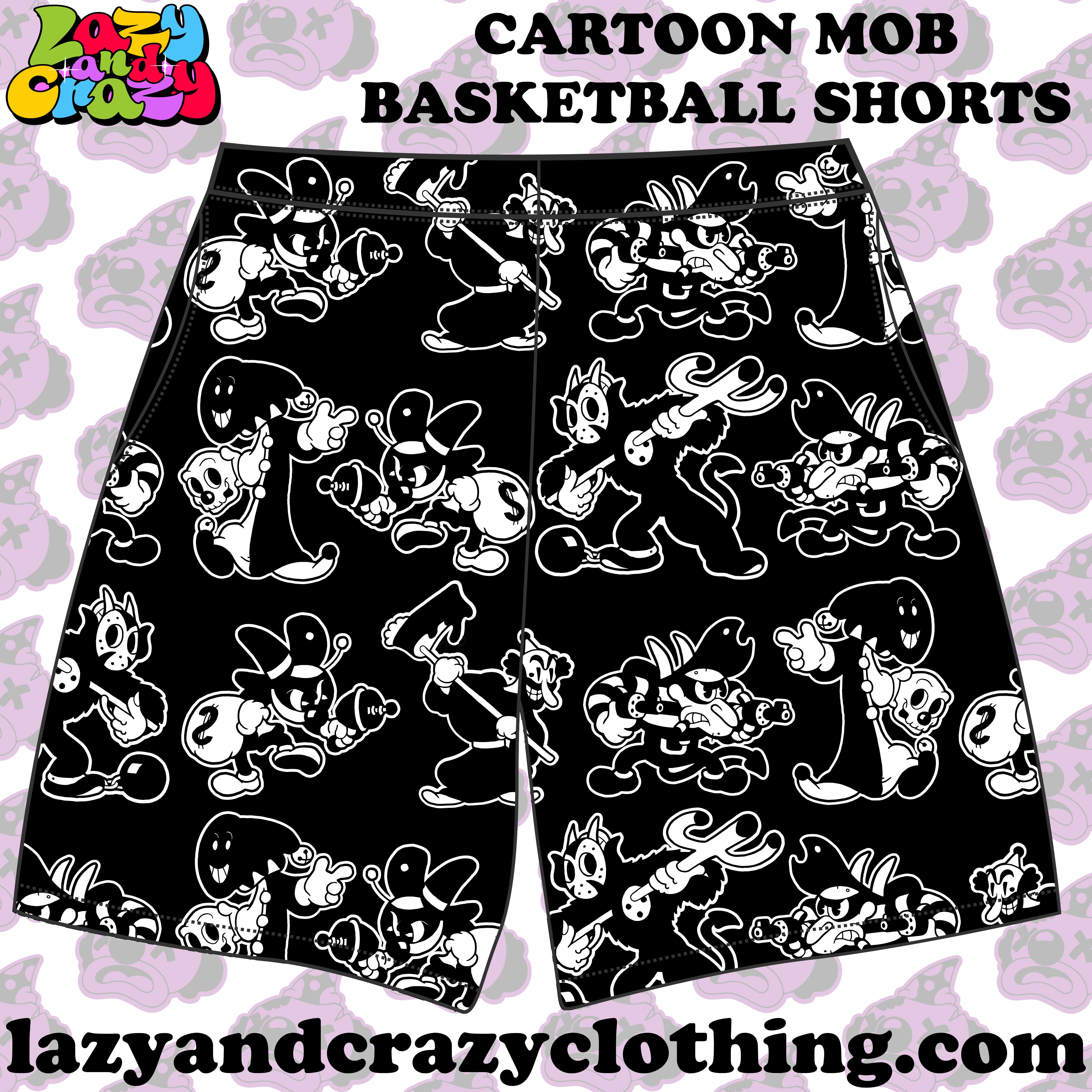 CARTOON MOB BASKETBALL SHORTS (pre order) – Lazy and Crazy Clothing