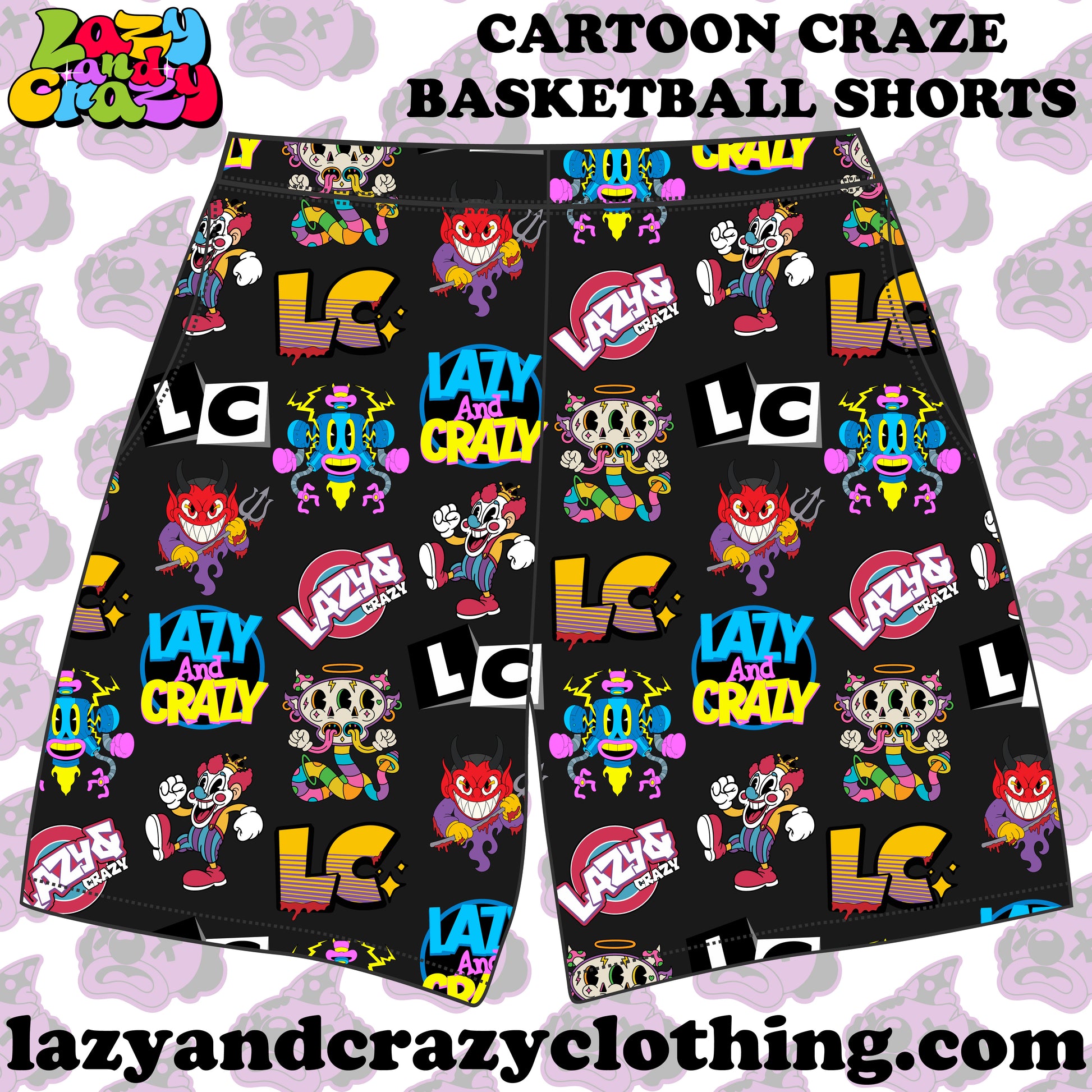 CARTOON CRAZE BASKETBALL SHORTS (pre order) – Lazy and Crazy Clothing